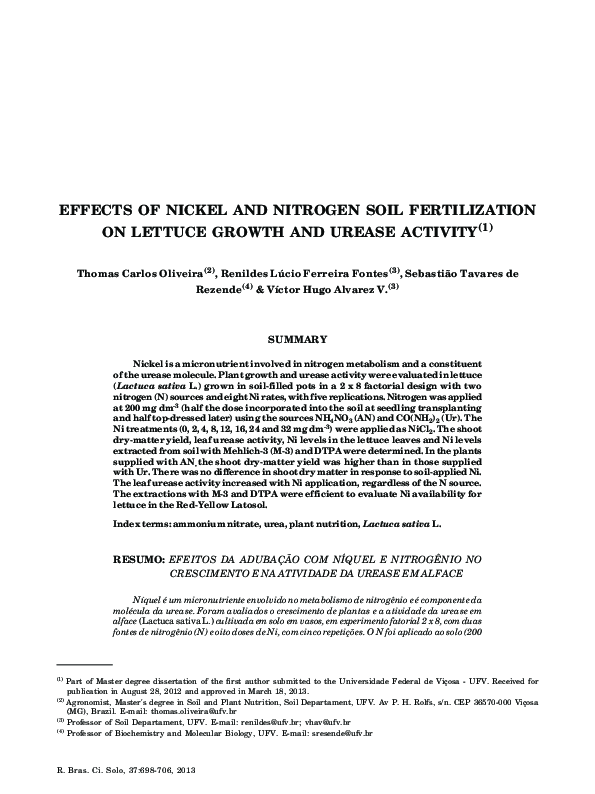 (PDF) Effects of nickel and nitrogen soil fertilization on lettuce ...