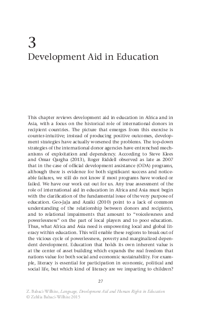 (PDF) Development Aid in Education