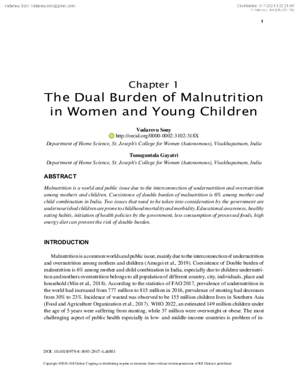 (PDF) Dual Burden of women and child