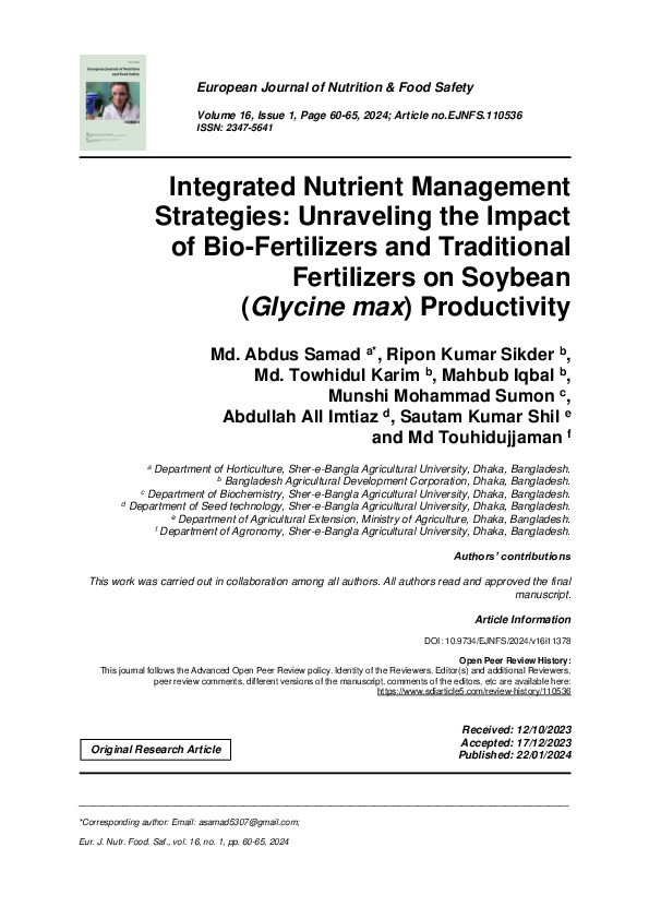 (PDF) Integrated Nutrient Management Strategies: Unraveling the Impact of Bio-Fertilizers and ...