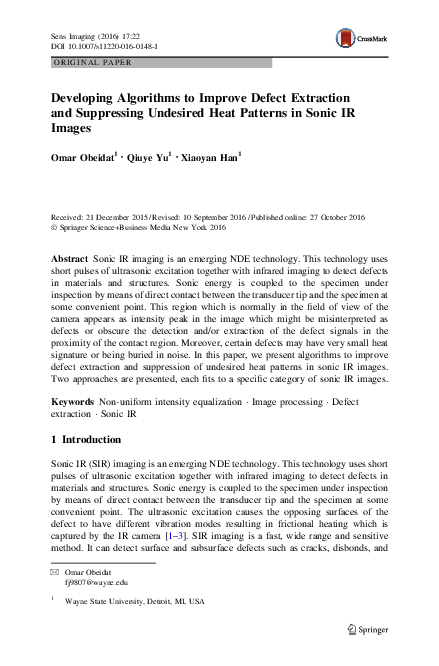 (PDF) Developing Algorithms to Improve Defect Extraction and Suppressing Undesired Heat Patterns ...