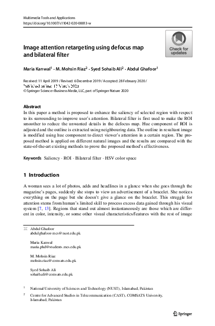(PDF) Image attention retargeting using defocus map and bilateral filter | Maria kanwal ...