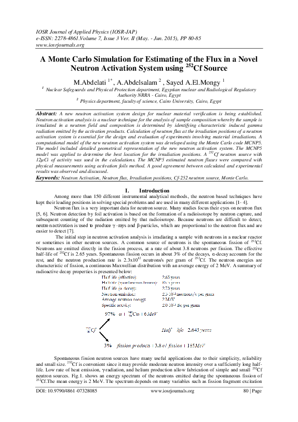 (PDF) A Monte Carlo Simulation for Estimating of the Flux in a Novel ...