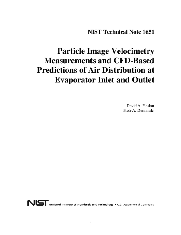 (PDF) Particle Image Velocimetry Measurements and CFD-Based Predictions of Air Distribution at ...