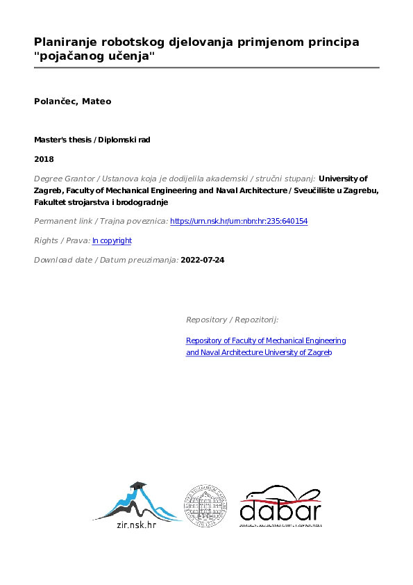 (PDF) Robot task planning by applying the principle of "reinforcement learning | mateo polančec ...
