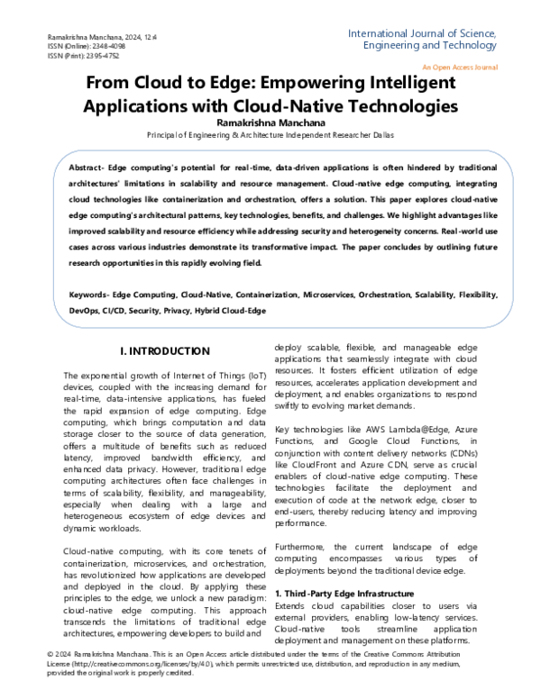 (PDF) From Cloud to Edge: Empowering Intelligent Applications with ...