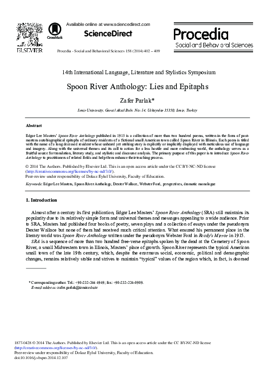 (PDF) Spoon River Anthology: Lies and Epitaphs