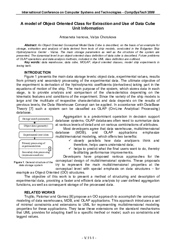(PDF) A model of Object Oriented Class for Extraction and Use of Data Cube Unit Information