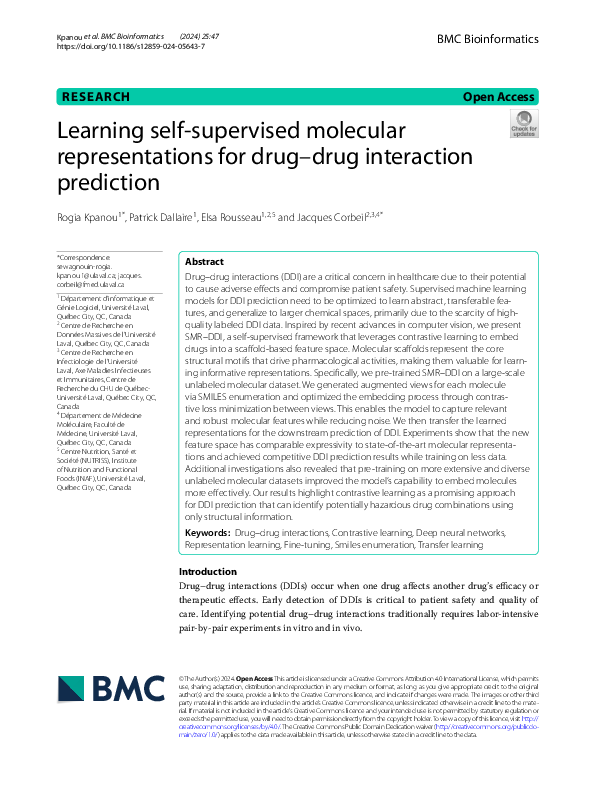 (PDF) Learning self-supervised molecular representations for drug–drug interaction prediction