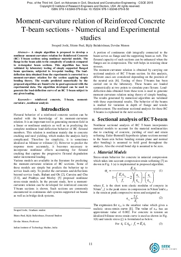 (PDF) Moment curvature relation of Reinforced Concrete T beam sections ...
