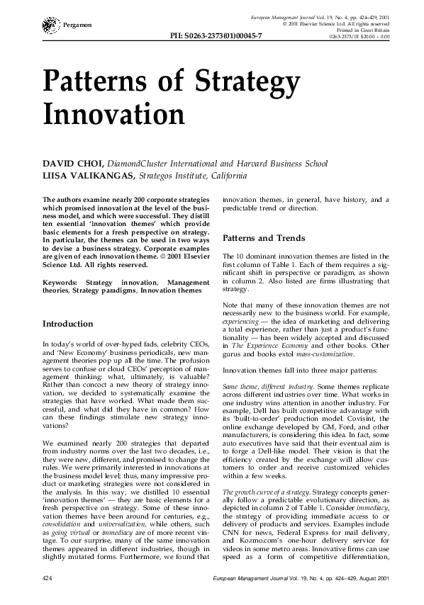(PDF) Patterns of strategy innovation
