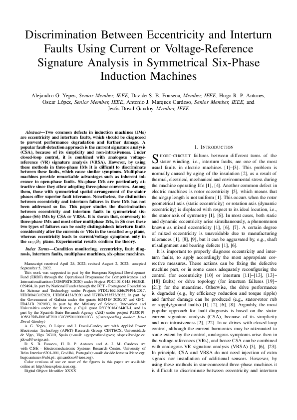 Pdf Discrimination Between Eccentricity And Interturn Faults Using Current Or Voltage