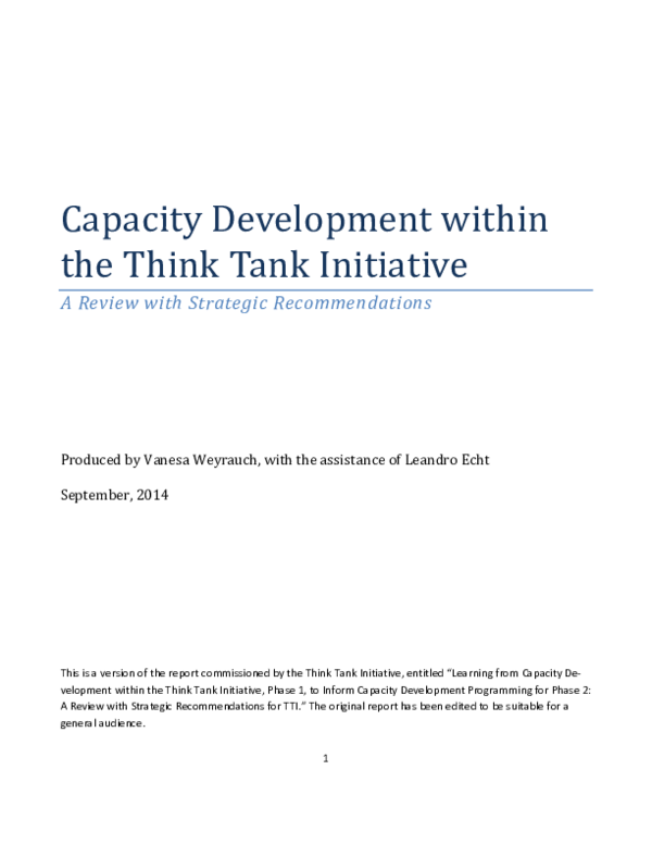 (PDF) Capacity development within the Think Tank Initiative : a review ...