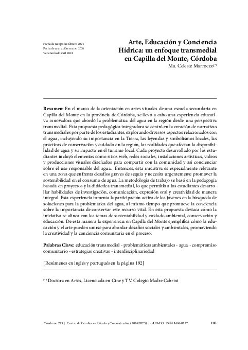 (PDF) Arte, Educación y Conciencia Hídrica: un enfoque transmedial en ...