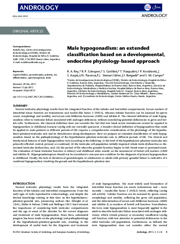 (PDF) Male hypogonadism: an extended classification based on a ...