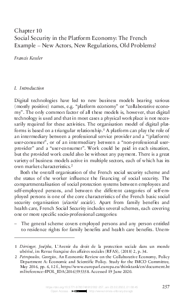 (PDF) Chapter 10 Social Security in the Platform Economy: The French Example – New Actors, New ...