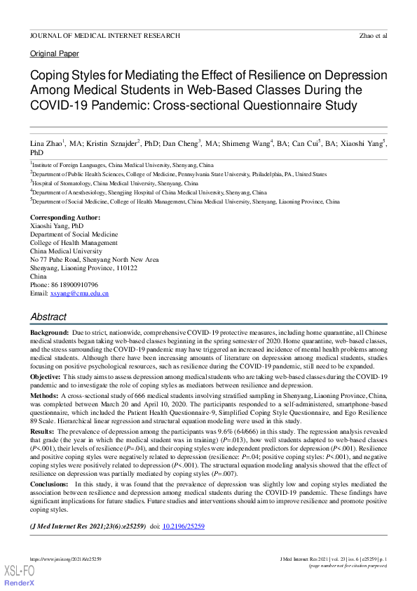 (PDF) Coping Styles for Mediating the Effect of Resilience on ...