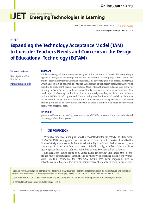 (PDF) Expanding the Technology Acceptance Model (TAM) to Consider ...