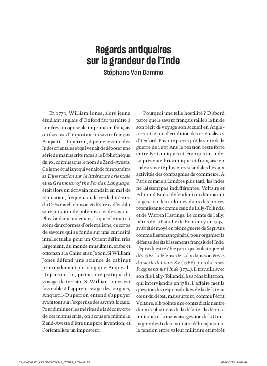 (PDF) Art Anquetil Duperron Colonisation