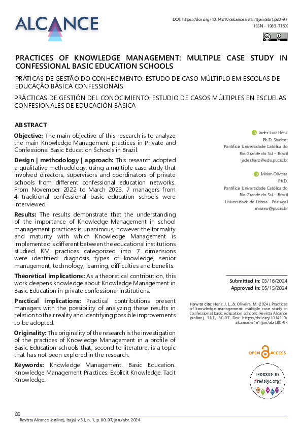 (PDF) PRACTICES OF KNOWLEDGE MANAGEMENT MULTIPLE CASE STUDY IN