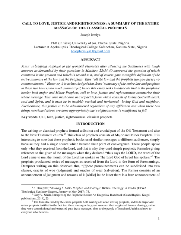 (PDF) The Summary of the Classical Prophets By Joseph Irmiya