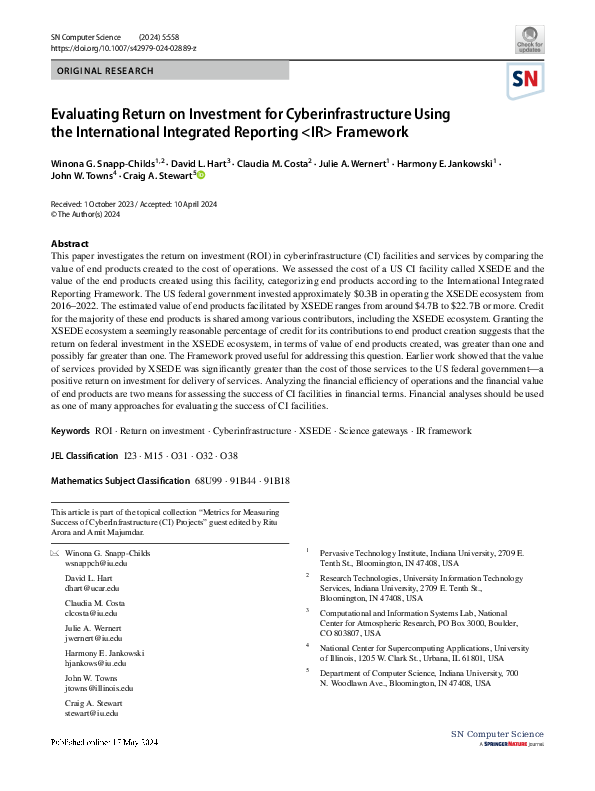 (PDF) Evaluating Return on Investment for Cyberinfrastructure Using the ...