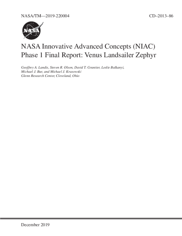 (PDF) NASA Innovative Advanced Concepts (NIAC) Phase 1 Final Report ...