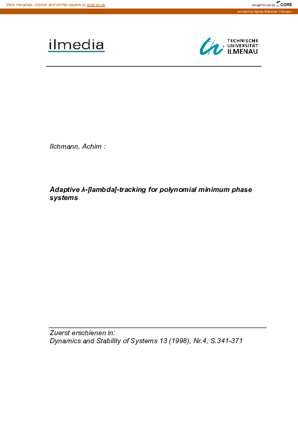 (PDF) Adaptive λ-[lambda]-tracking for polynomial minimum phase systems