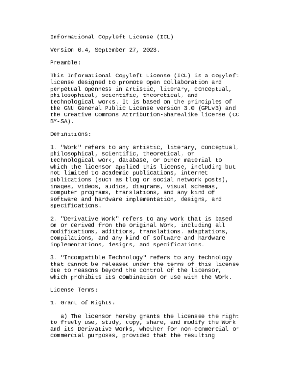 (PDF) Informational Copyleft License v. 0.4