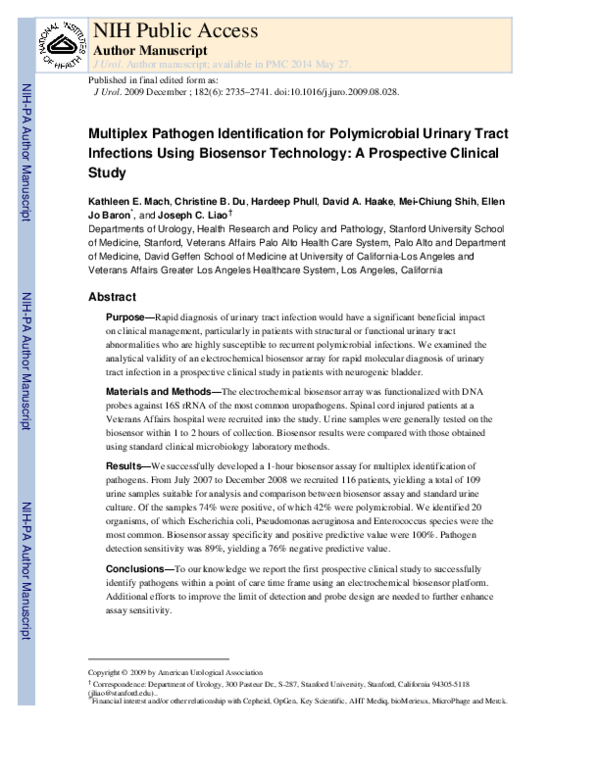 (PDF) Multiplex Pathogen Identification for Polymicrobial Urinary Tract ...