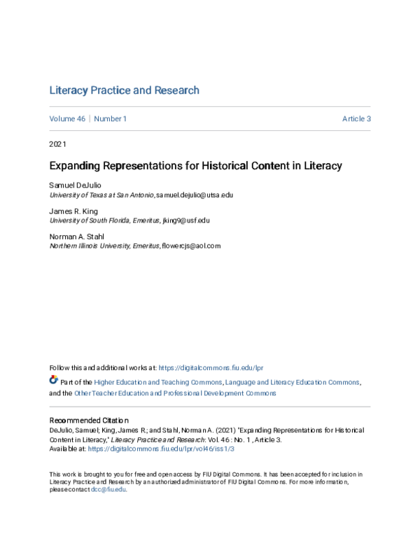 (PDF) Expanding Representations for Historical Content in Literacy