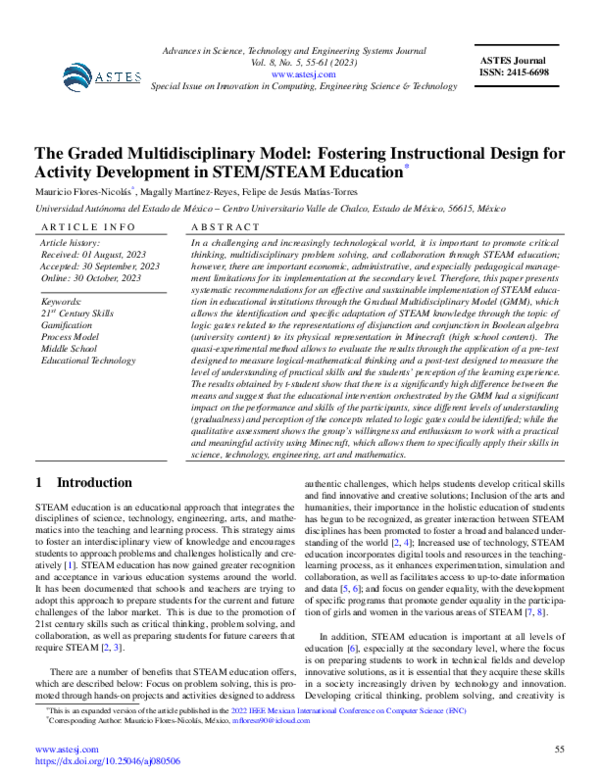 (PDF) The Graded Multidisciplinary Model: Fostering Instructional Design for Activity ...