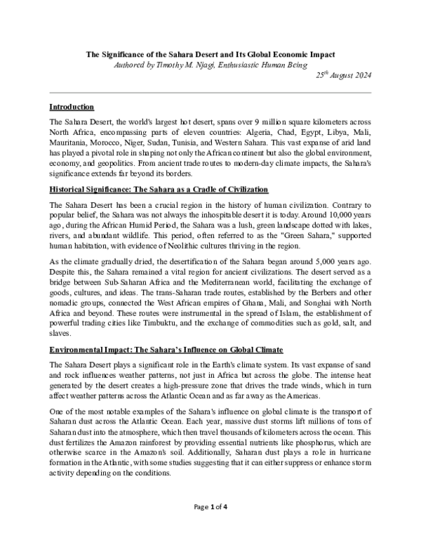 (PDF) THE SIGNIFICANCE OF THE SAHARA DESERT AND ITS GLOBAL IMPACT 25 AUGUST