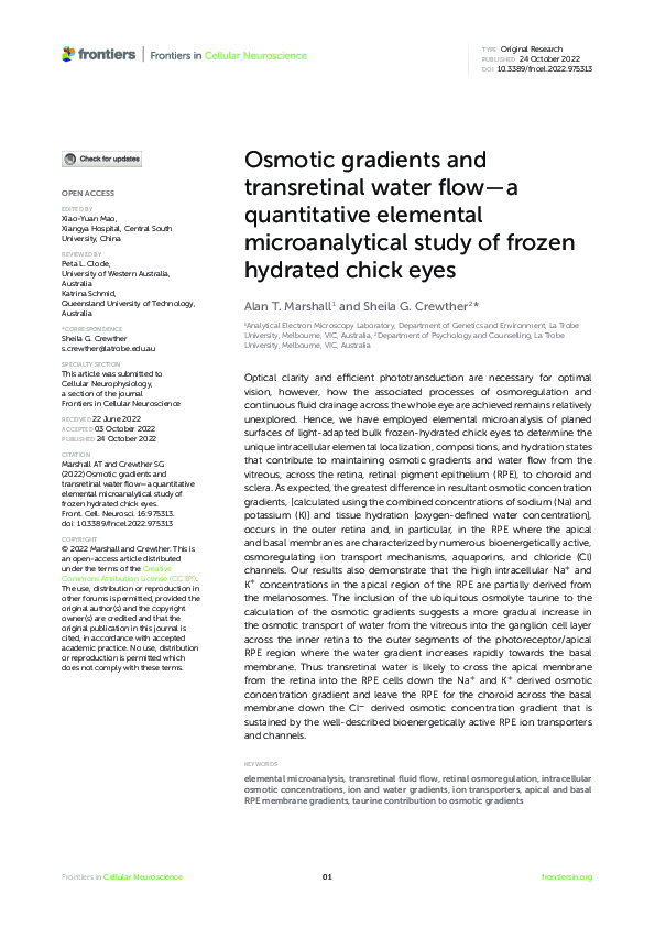(PDF) Osmotic gradients and transretinal water flow—a quantitative ...