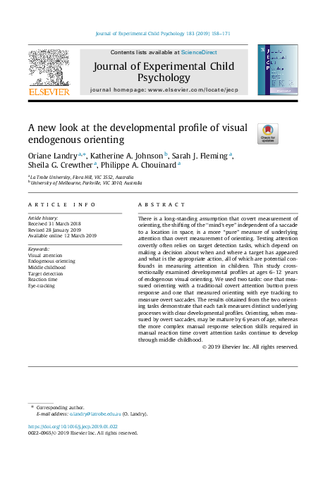 (PDF) A new look at the developmental profile of visual endogenous ...
