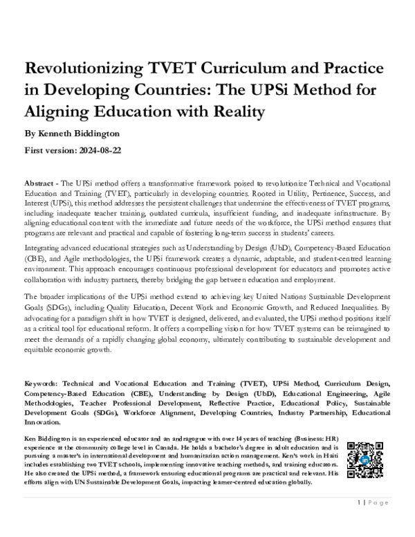 (PDF) Revolutionizing TVET Curriculum and Practice in Developing ...