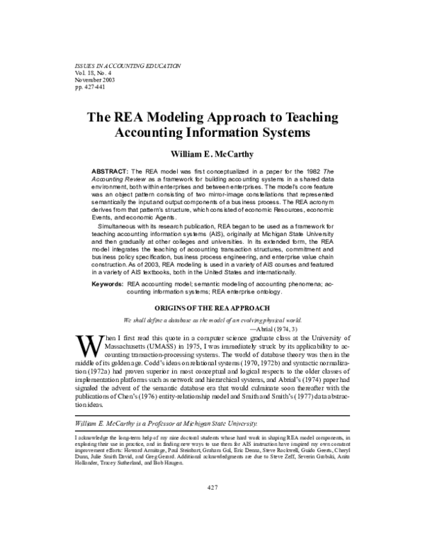 (PDF) The+REA+Modeling+Approach+to+Teaching+Accounting+Information+Systems
