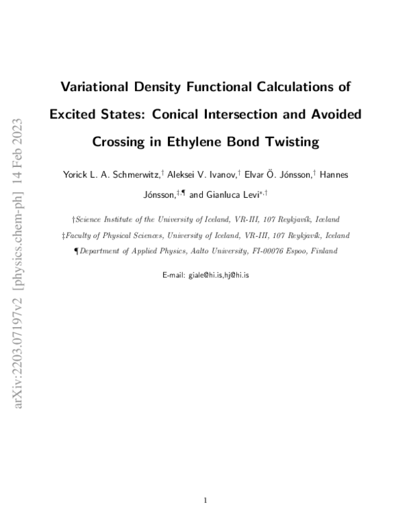 (PDF) Variational Density Functional Calculations of Excited States ...