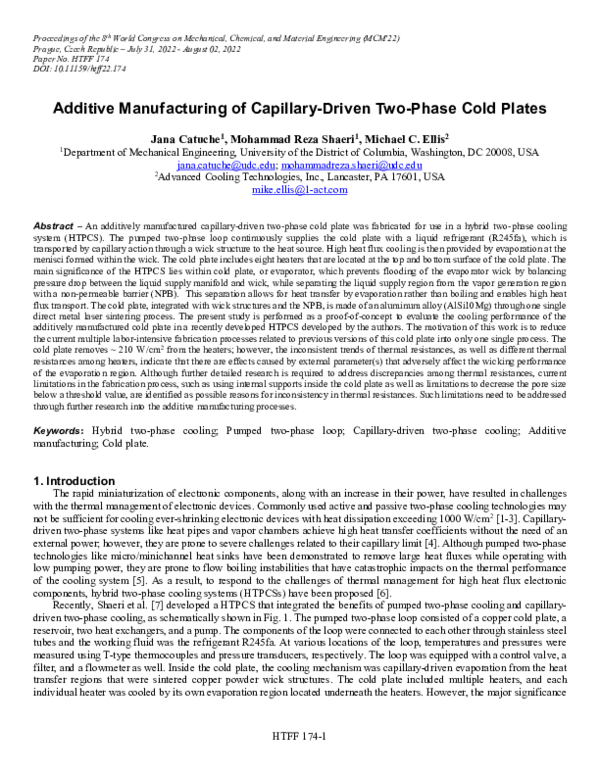 (PDF) Additive Manufacturing of Capillary-Driven Two-Phase Cold Plates