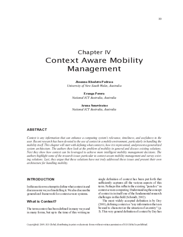 (PDF) Context Aware Mobility Management