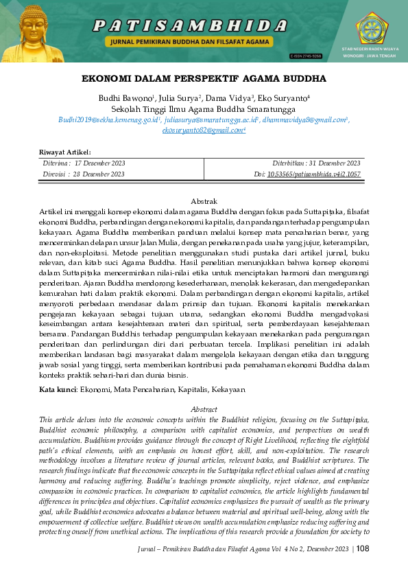 (PDF) Ekonomi Dalam Perspektif Agama Buddha