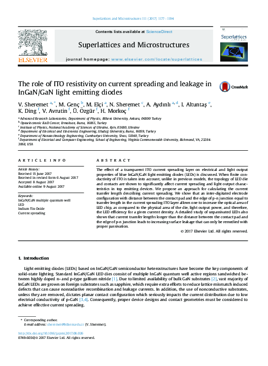 (PDF) The role of ITO resistivity on current spreading and leakage in ...
