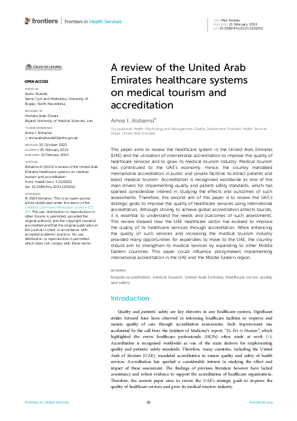 (PDF) A review of the United Arab Emirates healthcare systems on ...