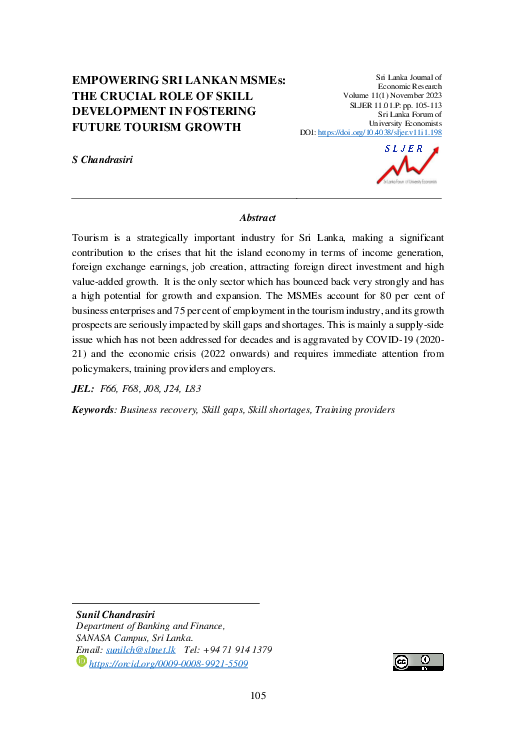(PDF) Empowering Sri Lankan Msmes: The Crucial Role of Skill ...