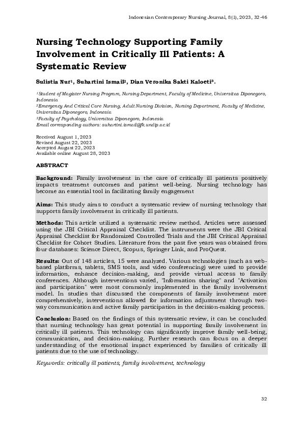 (PDF) Nursing Technology Supporting Family Involvement in Critically ...