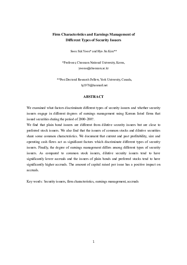 (PDF) Firm Characteristics and Earnings Management of Different Types ...