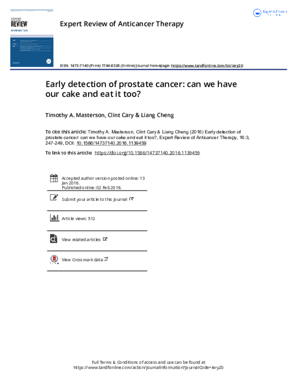 (PDF) Early detection of prostate cancer: can we have our cake and eat ...