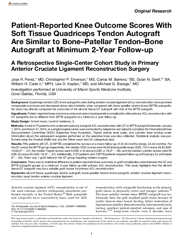 (PDF) Patient-Reported Knee Outcome Scores With Soft Tissue Quadriceps ...