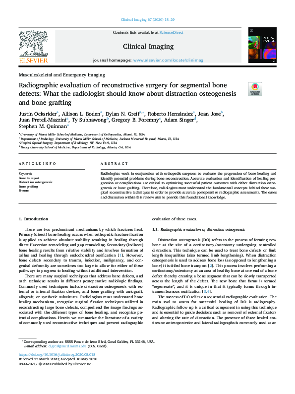 (PDF) Radiographic evaluation of reconstructive surgery for segmental ...