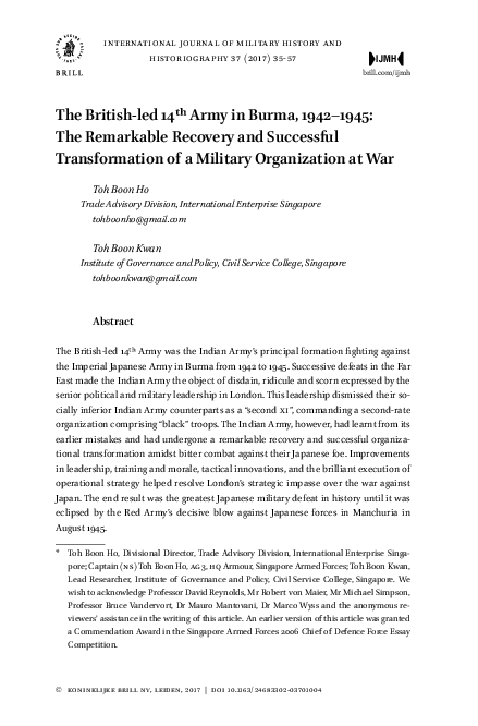 (PDF) The British-led 14th Army in Burma, 1942–1945: The Remarkable ...